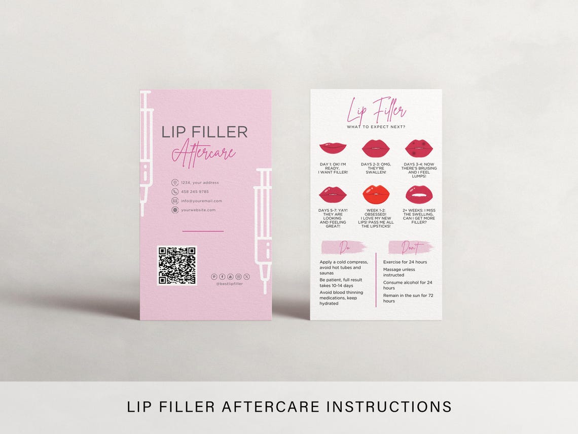 Lip Filler Aftercare Instructions Template | Editable Lip Filler ...