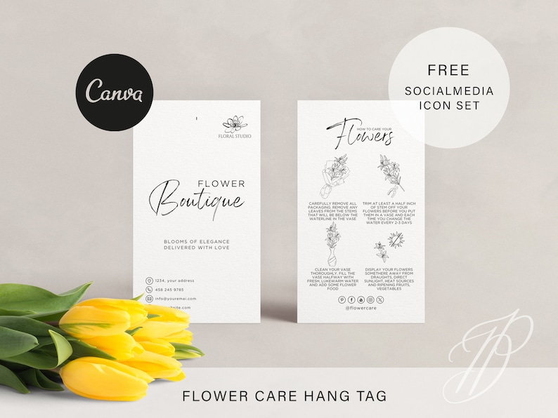 Flower Care Hang Tag Fresh Flower Plant Care Card Bouquet Care ...