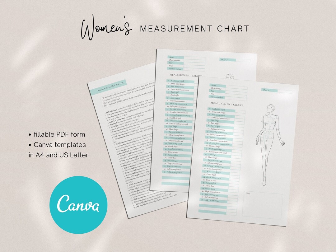 Body Measurement Chart | Women Female Template Fashion Designer | PDF ...