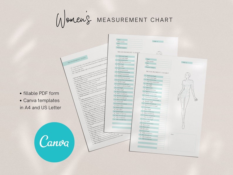 Body Measurement Chart | Women Female Template Fashion Designer | PDF ...