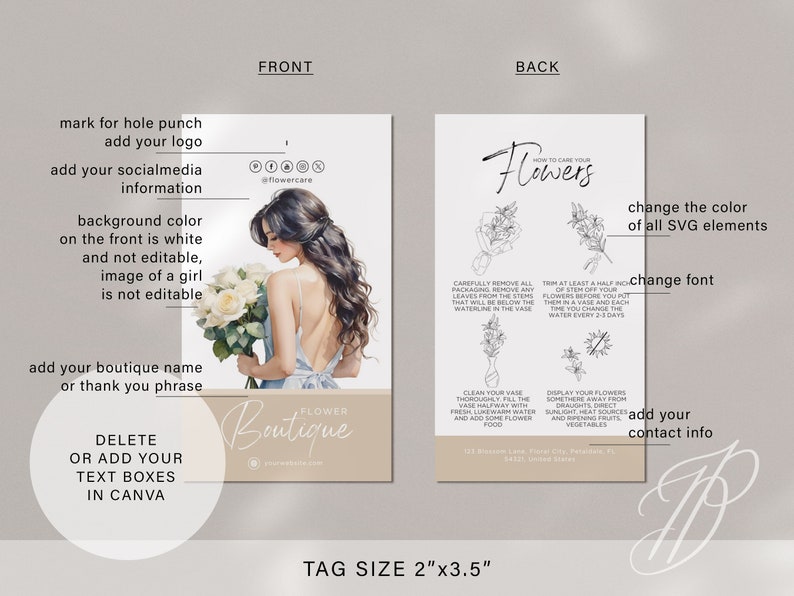 Flower Care Hang Tag | Fresh Flower Plant Care Card | Bouquet Care ...