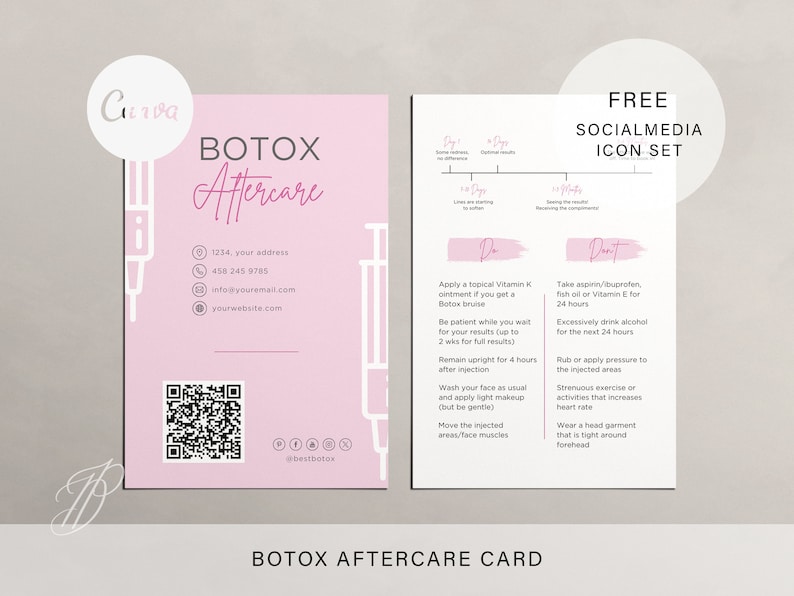 Editable Botox Aftercare Card Templates, Instant Download, Injection ...