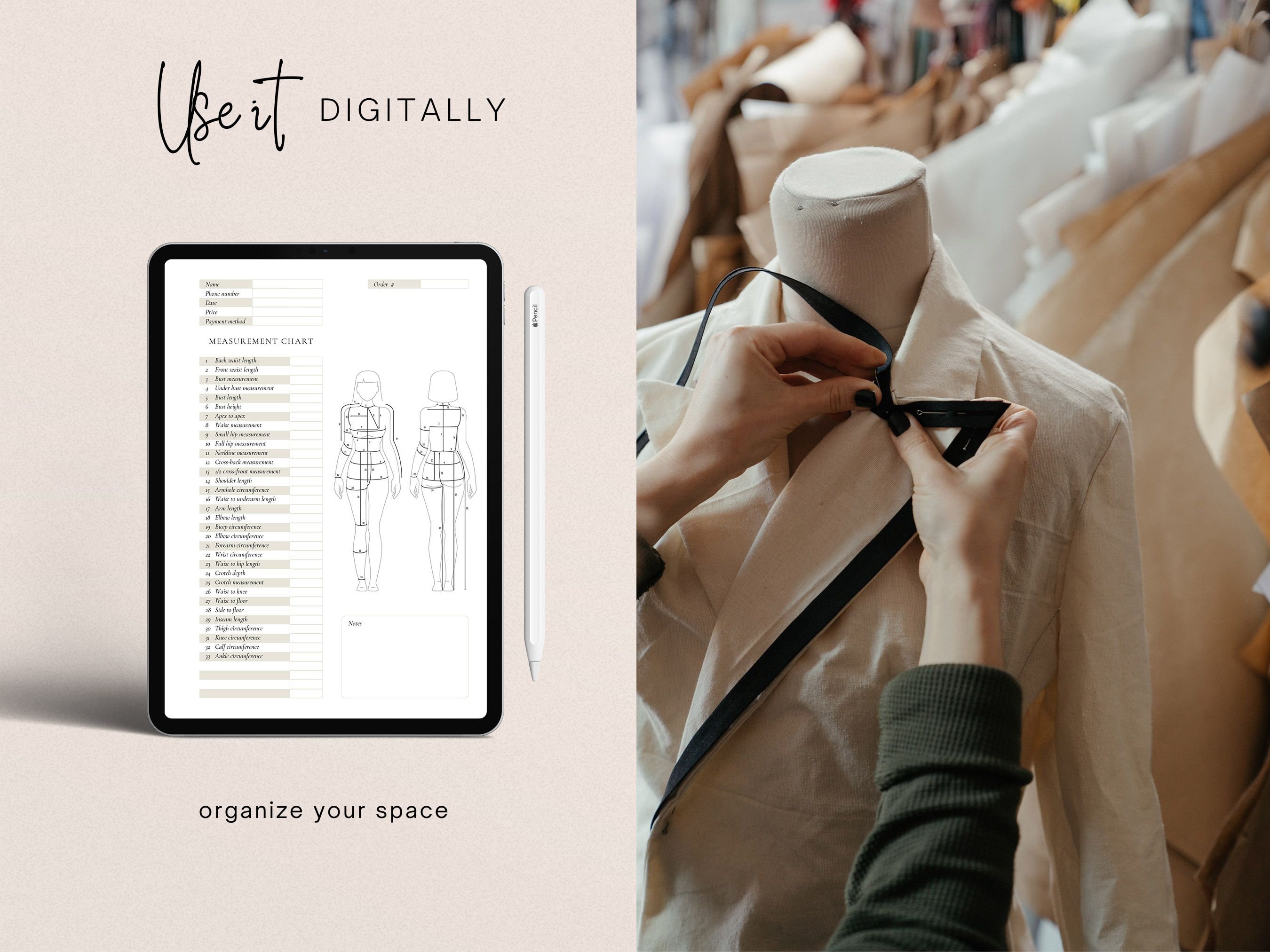 Body Measurement Chart | Women Female Template Fashion Designer | PDF ...