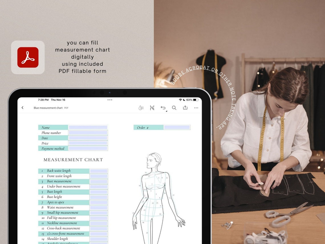 Body Measurement Chart | Women Female Template Fashion Designer | PDF ...