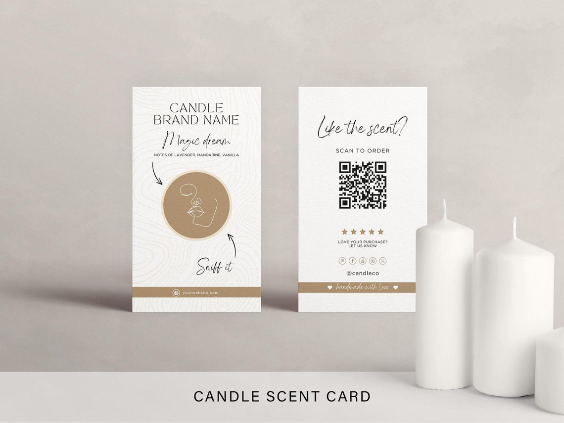 Candle Scent Card Template, Scent Tester Card, Editable Wax Melt ...