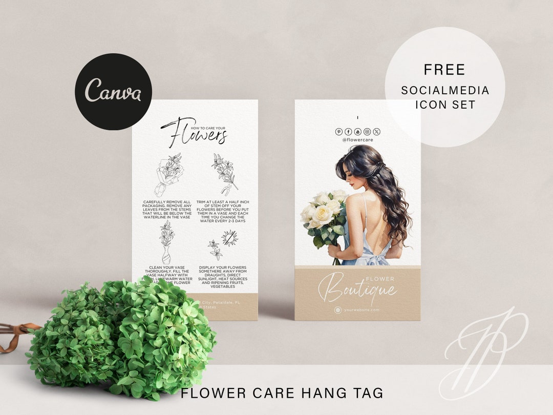 Flower Care Hang Tag | Fresh Flower Plant Care Card | Bouquet Care ...