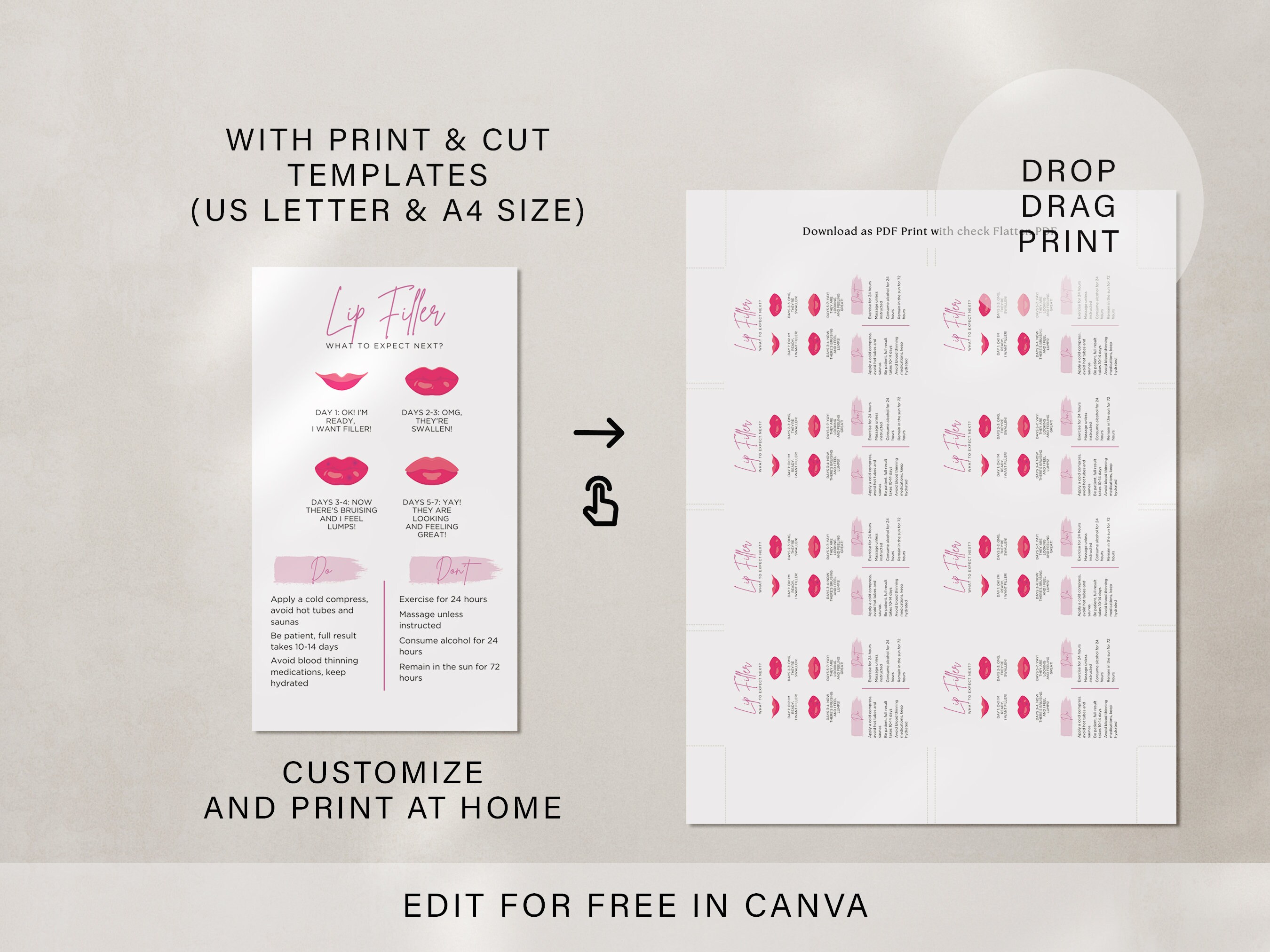 Lip Filler Aftercare Instructions Template Editable Lip Filler Healing ...