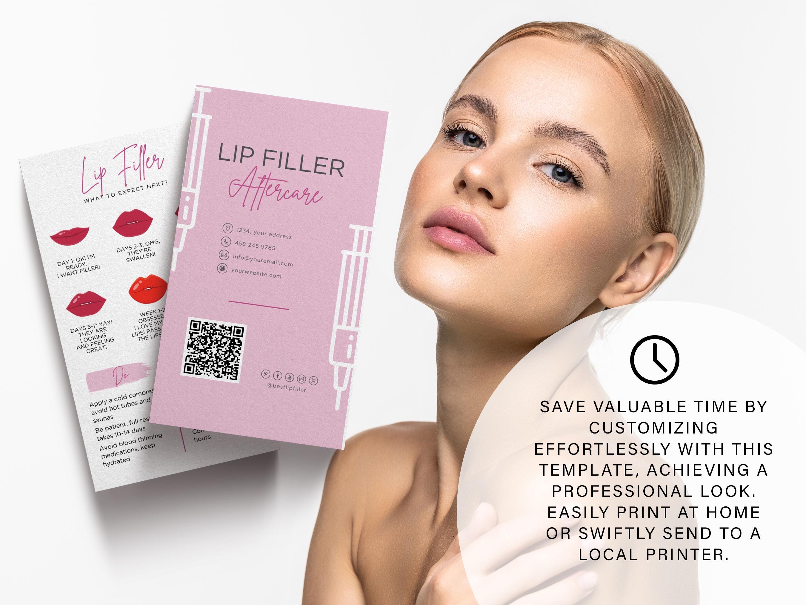 Lip Filler Aftercare Instructions Template | Editable Lip Filler ...