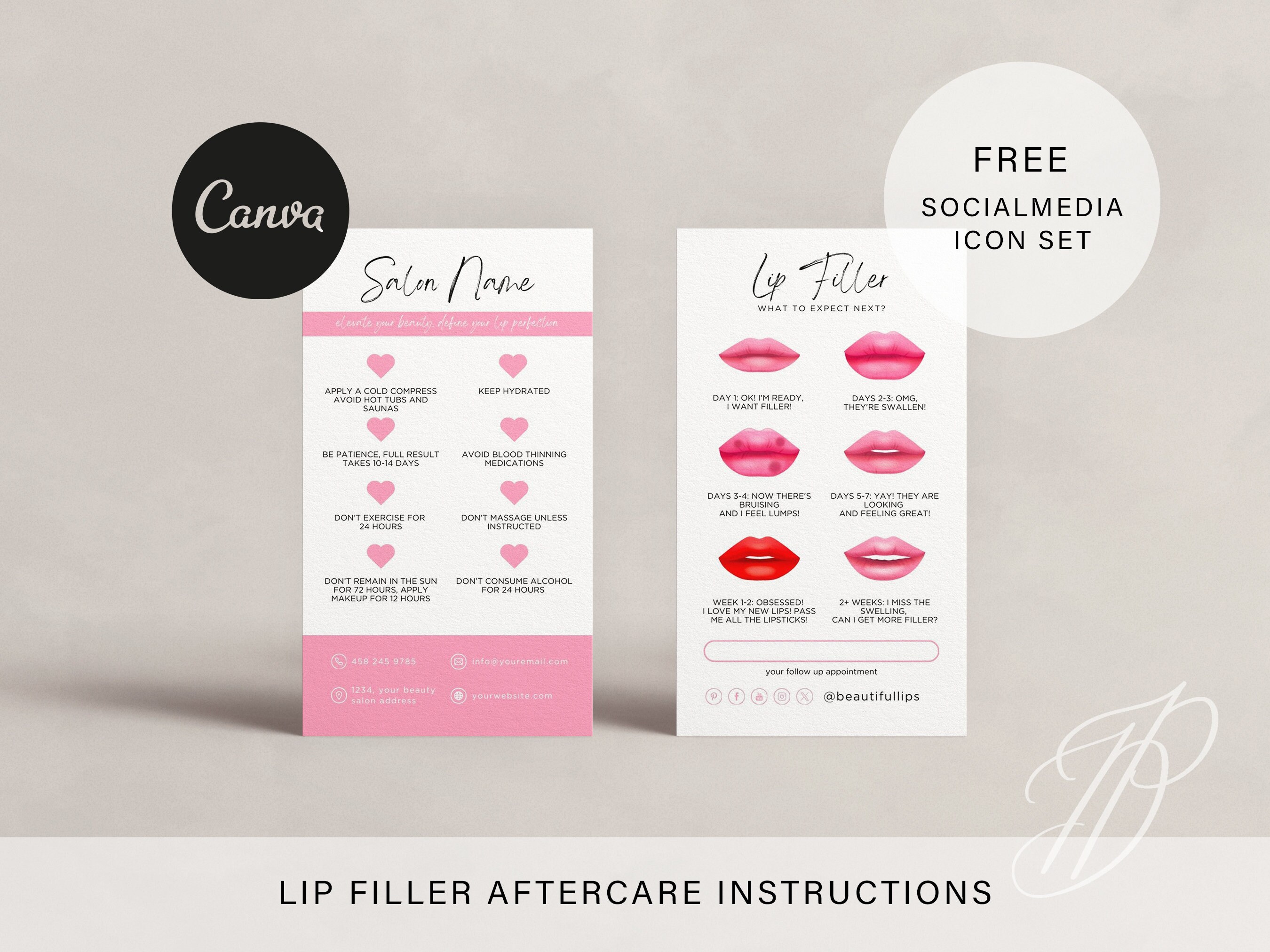 Lip Filler Aftercare Instructions Template Editable Lip Filler Healing ...