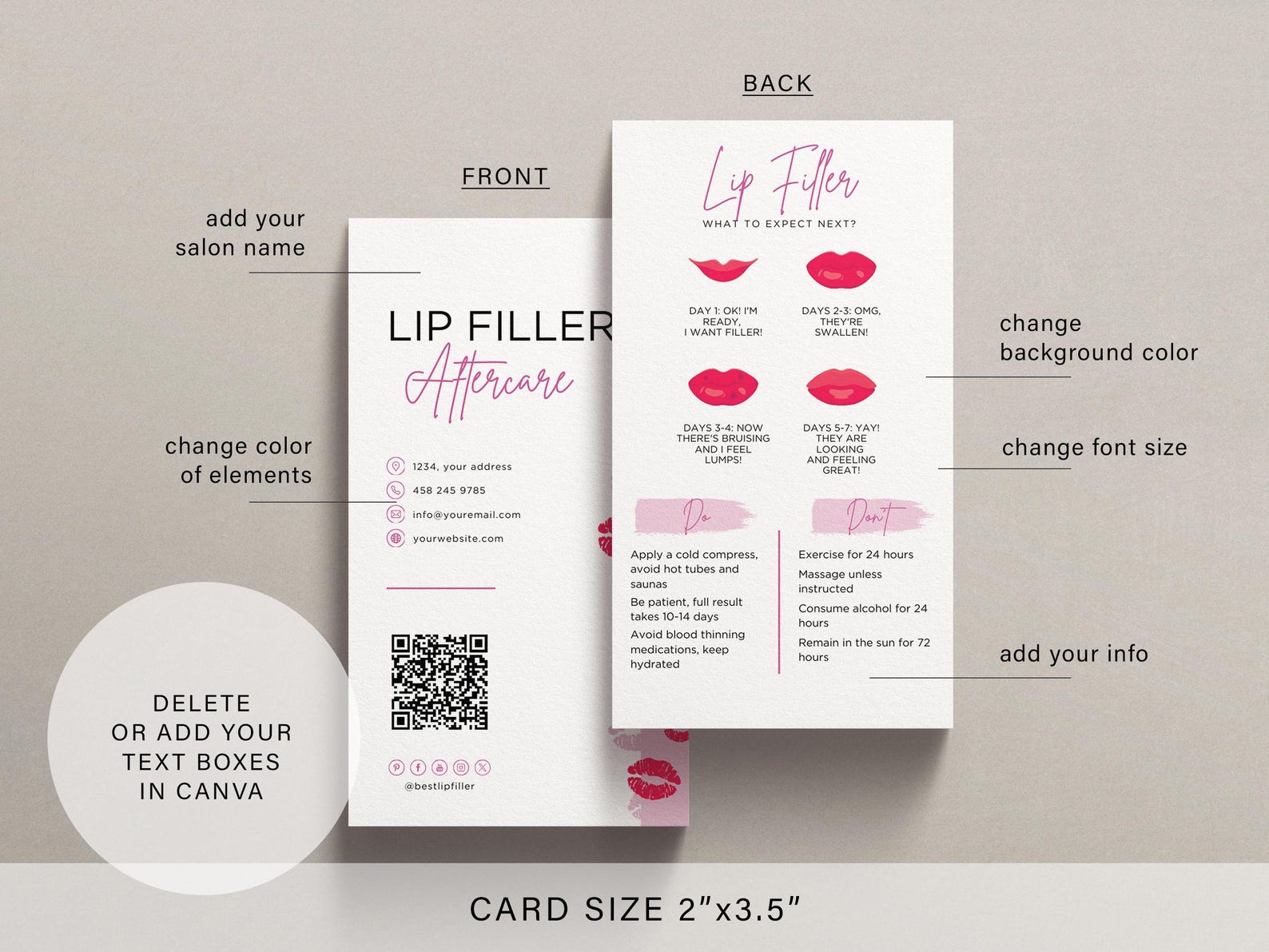 Lip Filler Aftercare Instructions Template | Editable Lip Filler ...