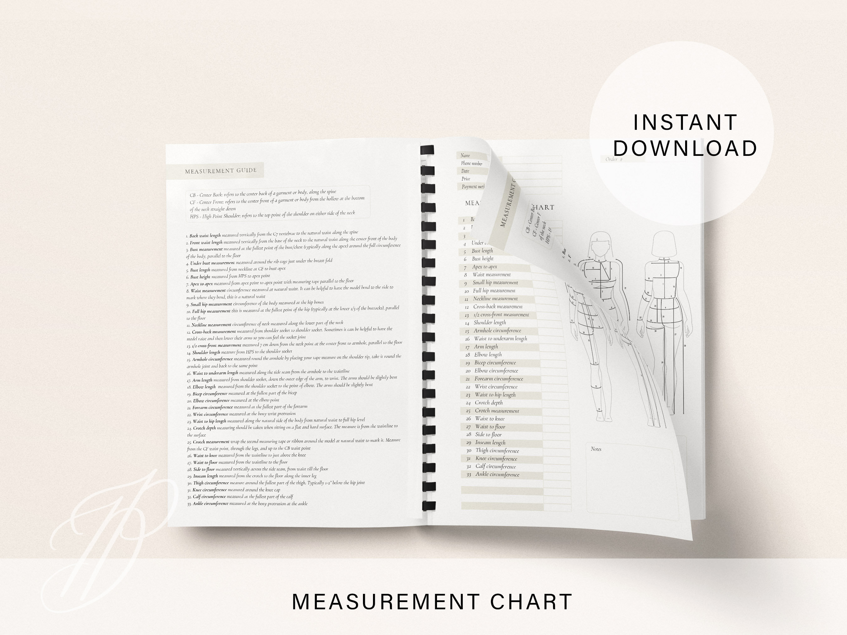 Body Measurement Chart | Women Female Template Fashion Designer | PDF ...