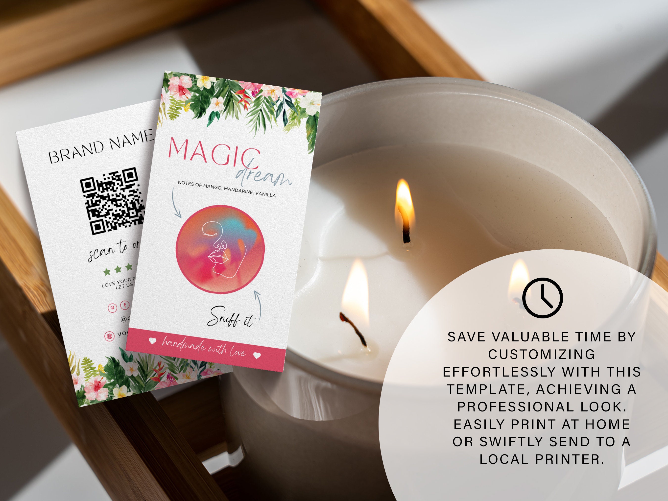 Tropical Candle Scent Card Template, Scent Tester Card, Editable Wax ...