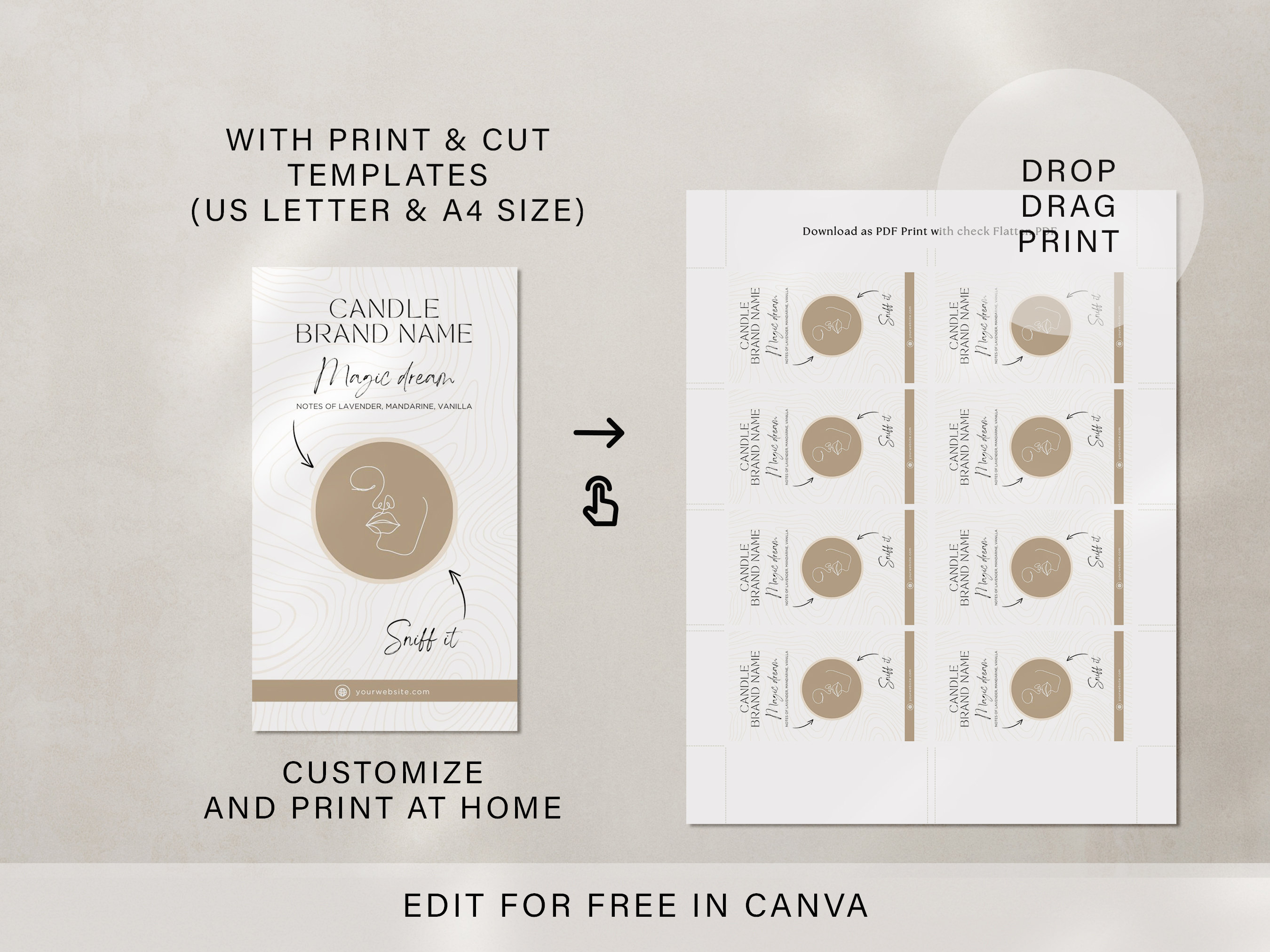 Candle Scent Card Template, Scent Tester Card, Editable Wax Melt ...