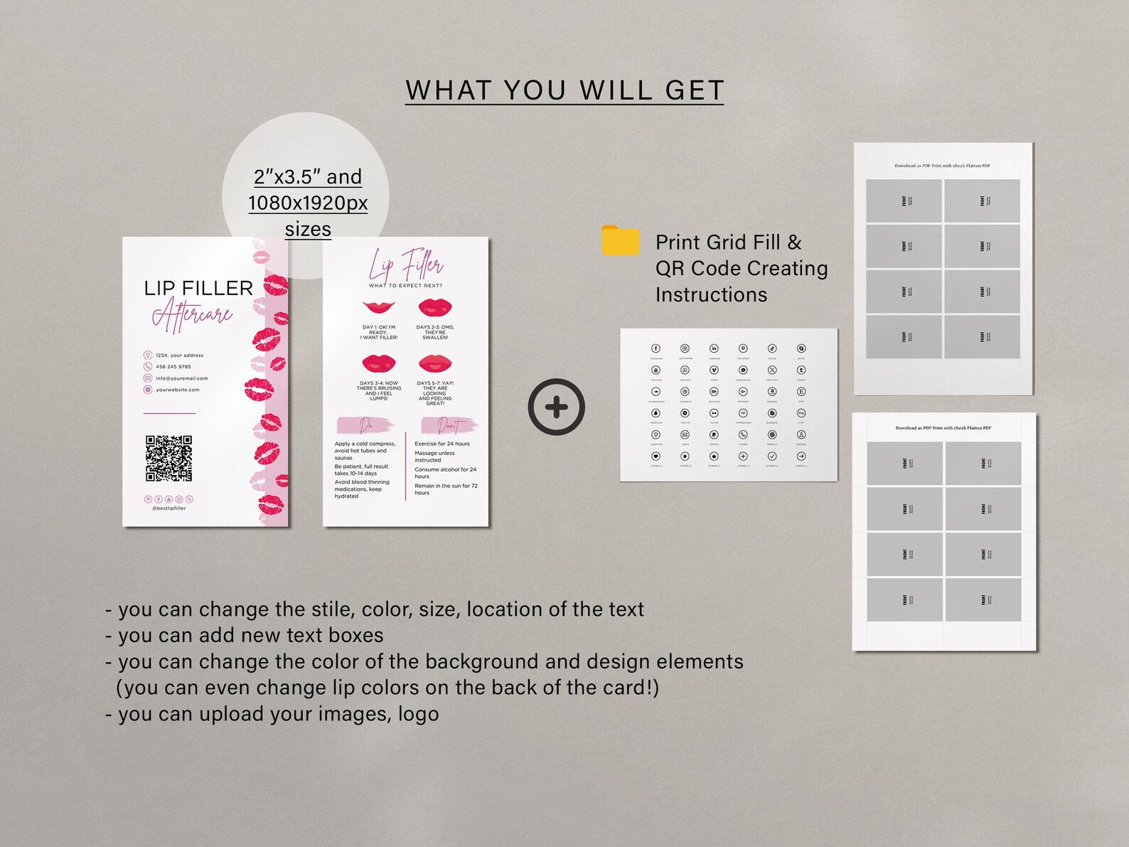 Lip Filler Aftercare Instructions Template | Editable Lip Filler ...