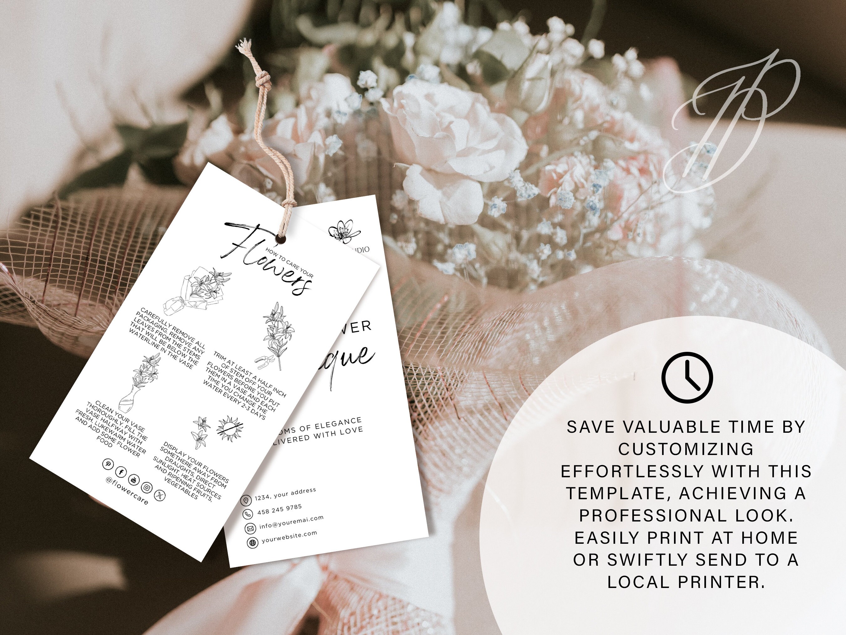 Flower Care Hang Tag Fresh Flower Plant Care Card Bouquet Care ...