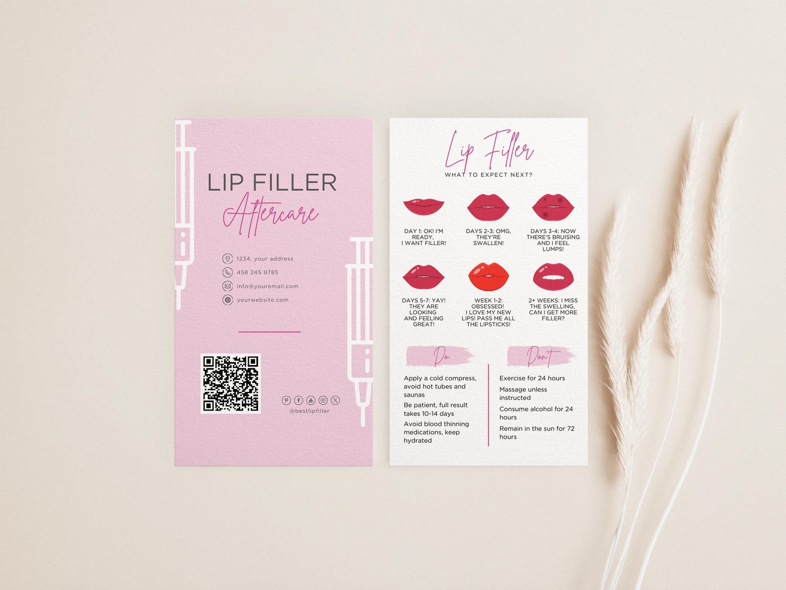 Lip Filler Aftercare Instructions Template | Editable Lip Filler ...