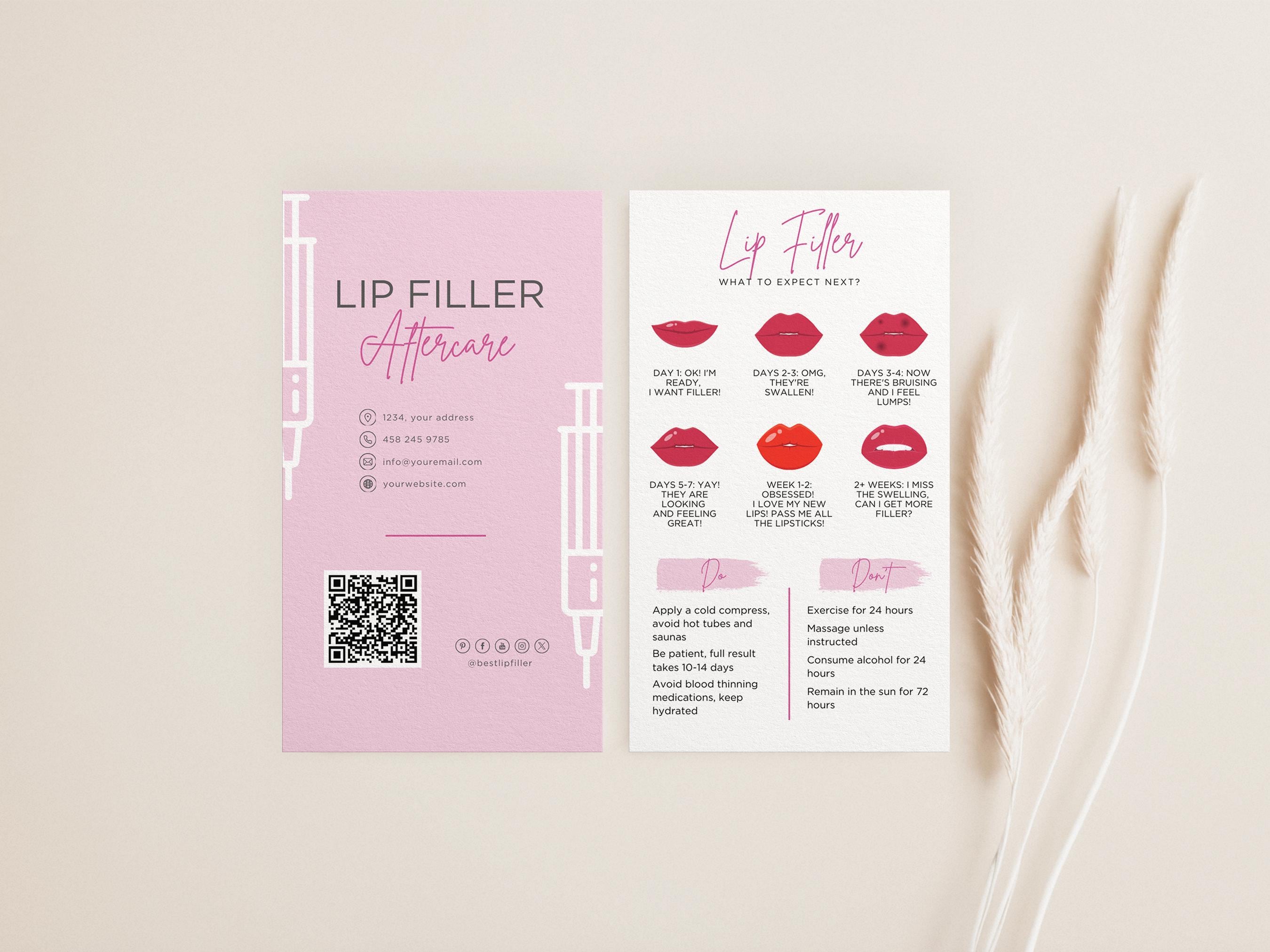 Lip Filler Aftercare Instructions Template | Editable Lip Filler ...