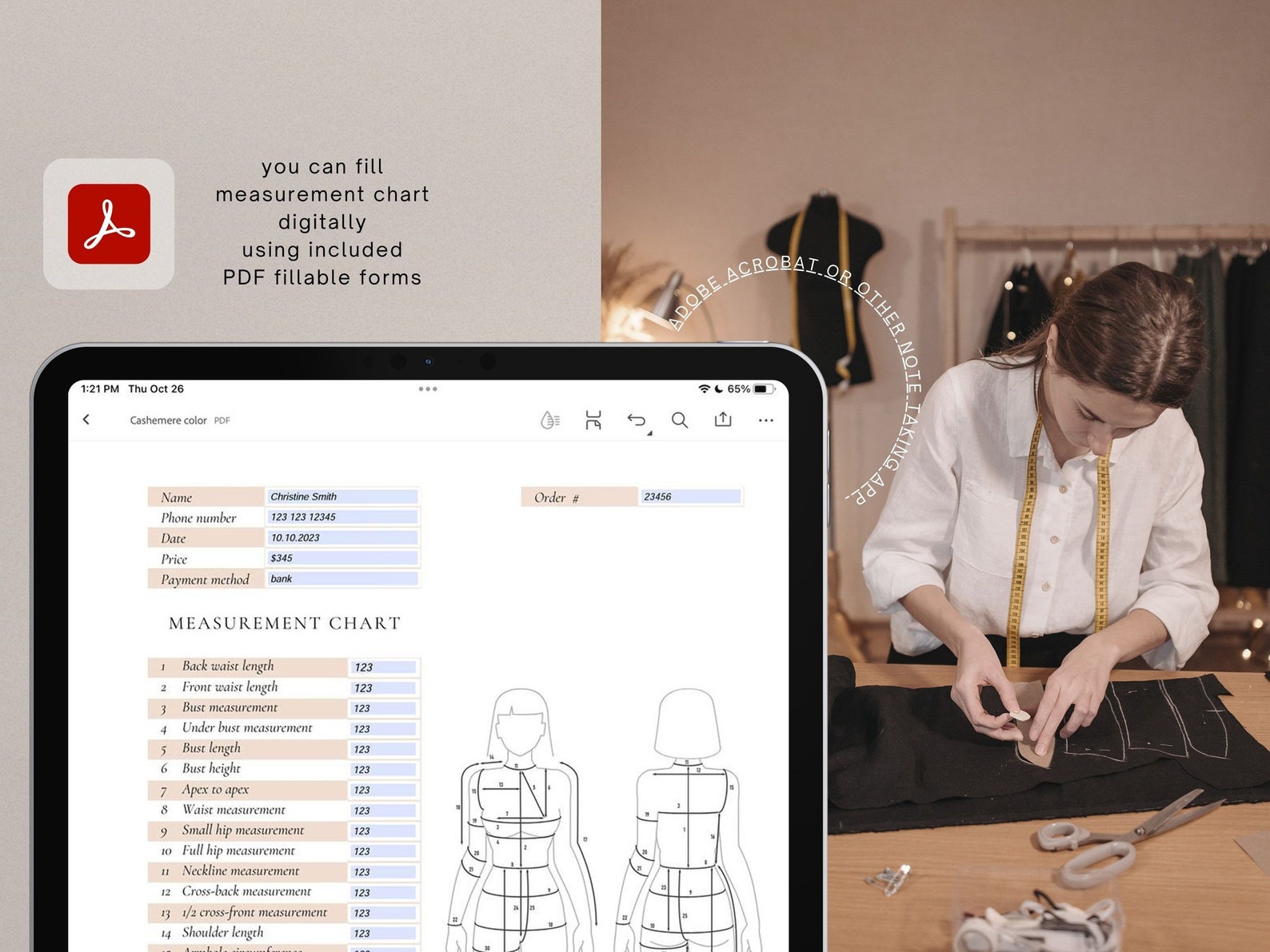 Body Measurement Chart | Women Female Template Fashion Designer | PDF ...