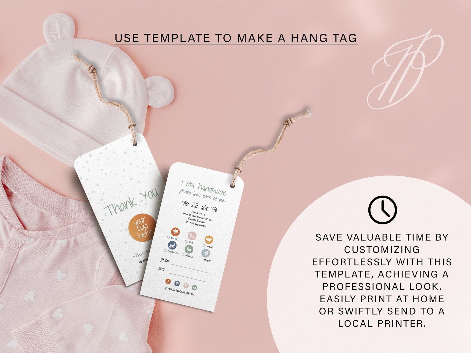 Children's Clothing Hang Tags Template With Washing Instructions ...
