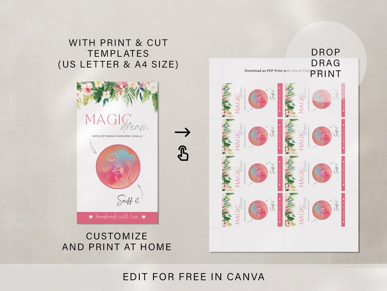 Tropical Candle Scent Card Template, Scent Tester Card, Editable Wax ...