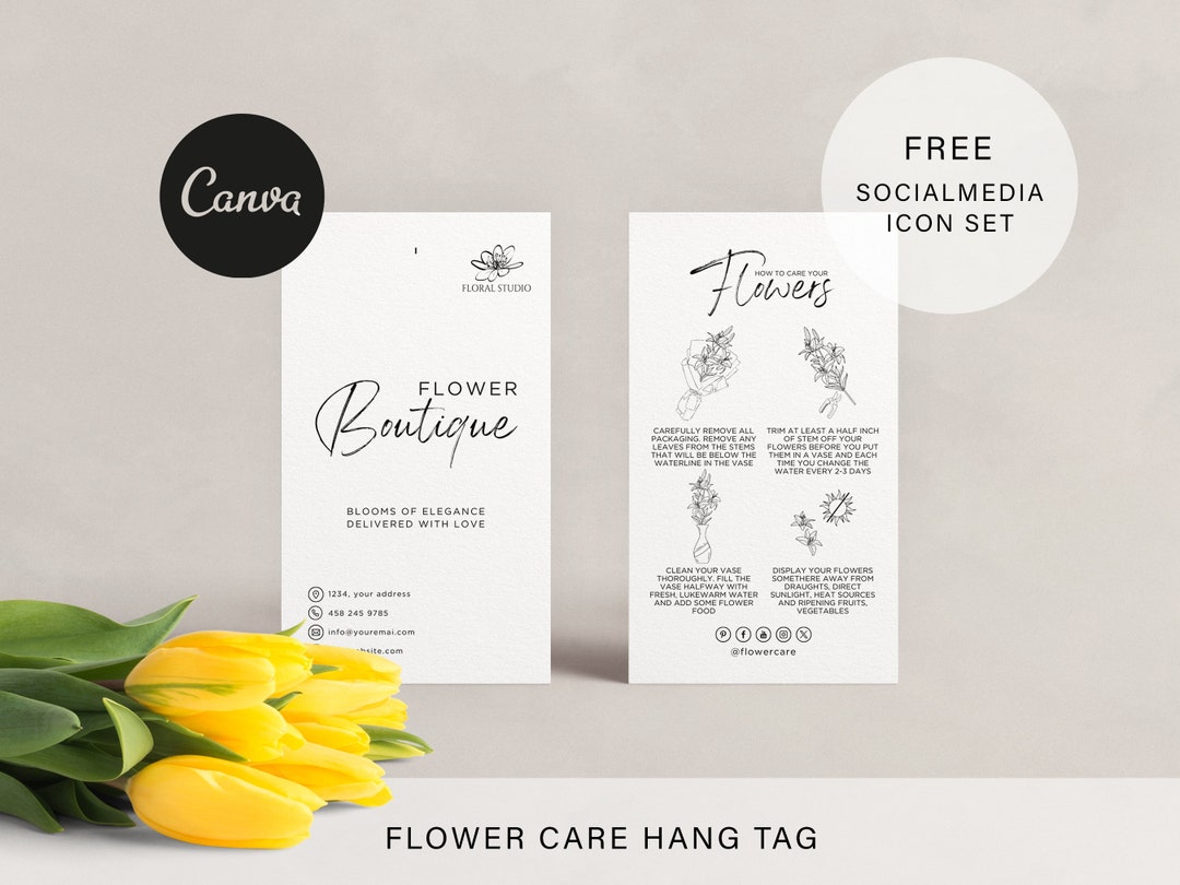 Flower Care Hang Tag Fresh Flower Plant Care Card Bouquet Care ...