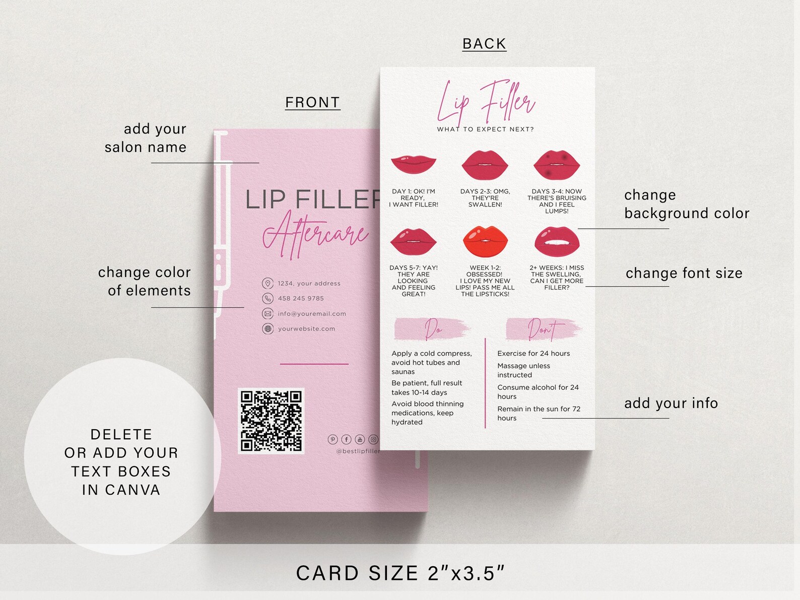 Lip Filler Aftercare Instructions Template | Editable Lip Filler ...