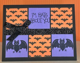 Halloween Handmade Card Handstamped Trick or Treat Greeting Card and ...