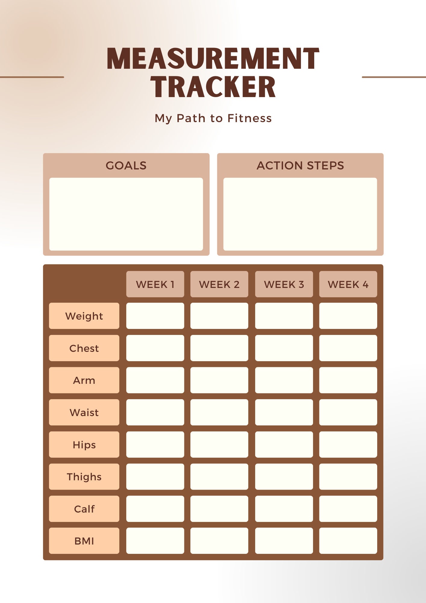 Fitness Goals Planner – Printable -editable PDF | Workout Tracker ...