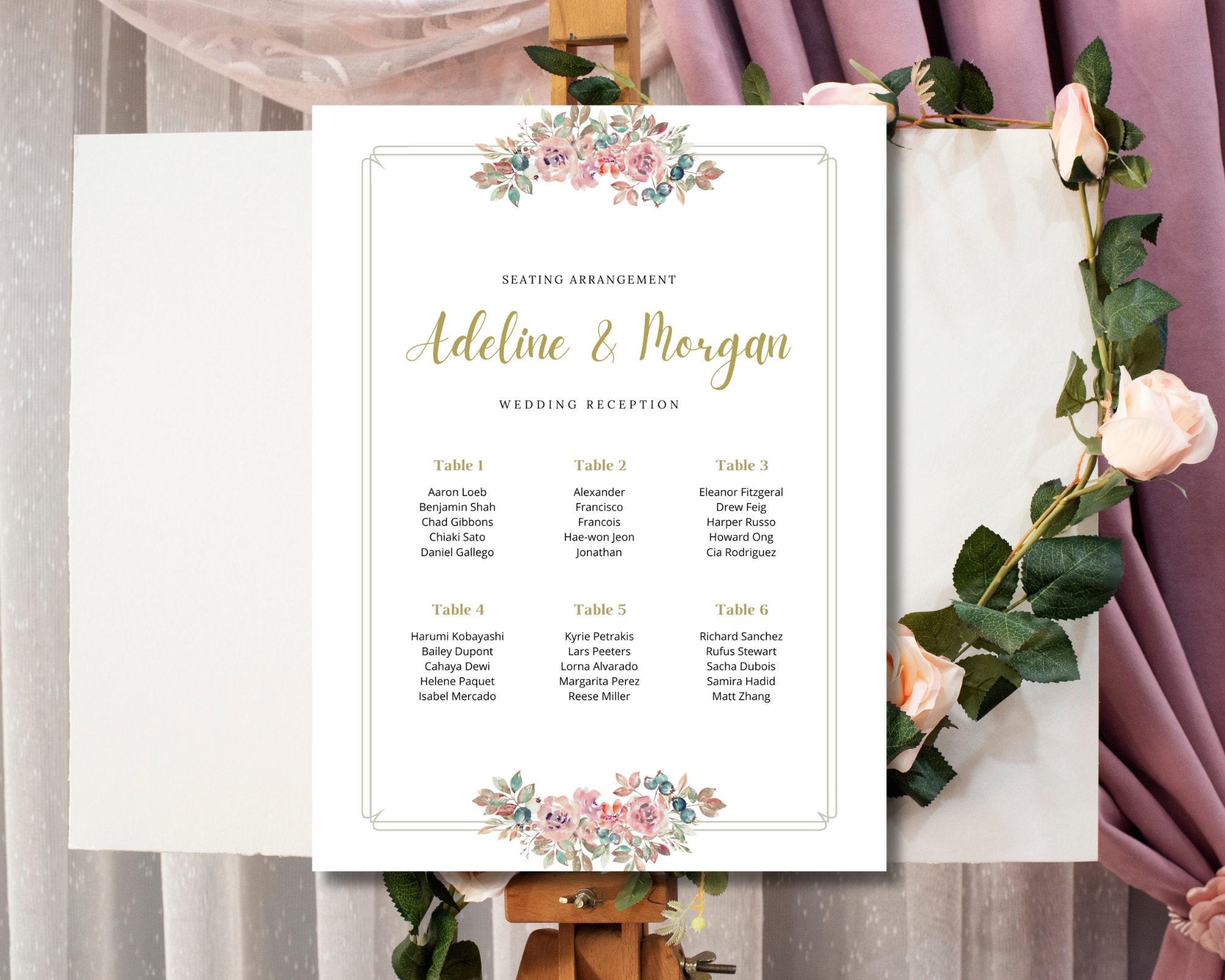 Wedding Seating Chart Large Wedding Seating Chart Panel With Easel ...