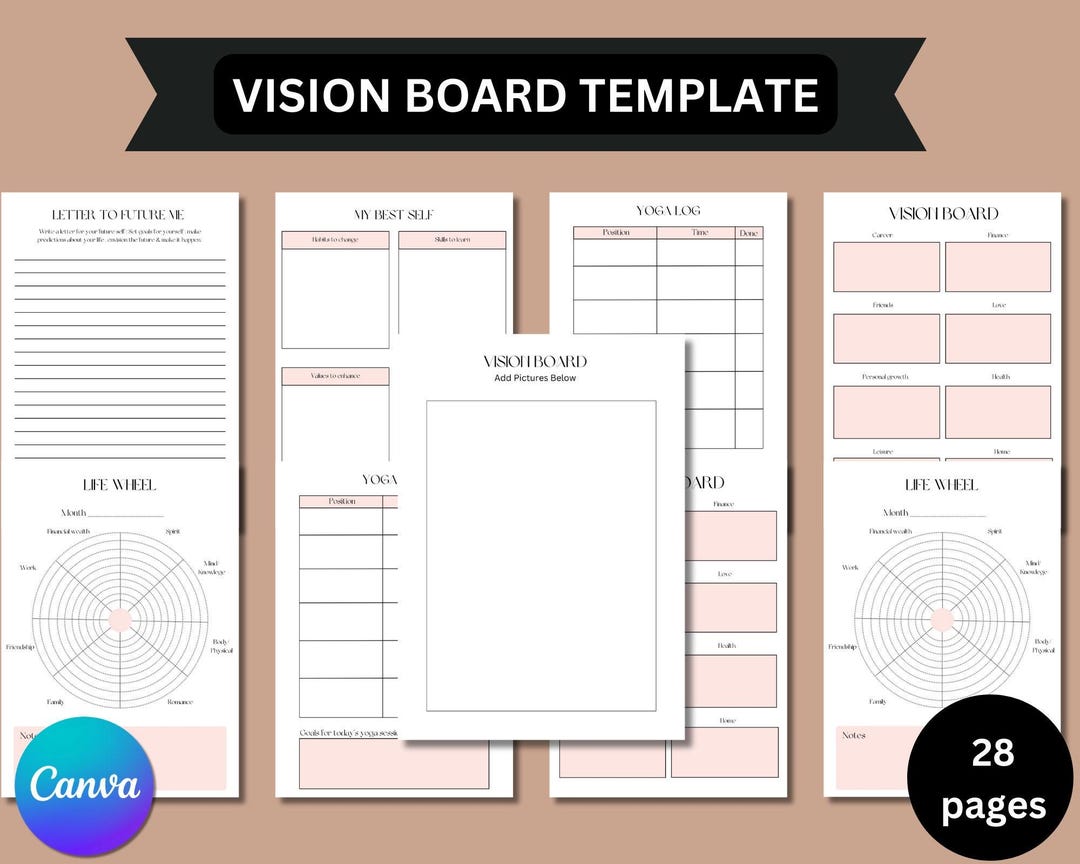 Vision Board Planner – Printable & Editable PDF | Manifestation ...