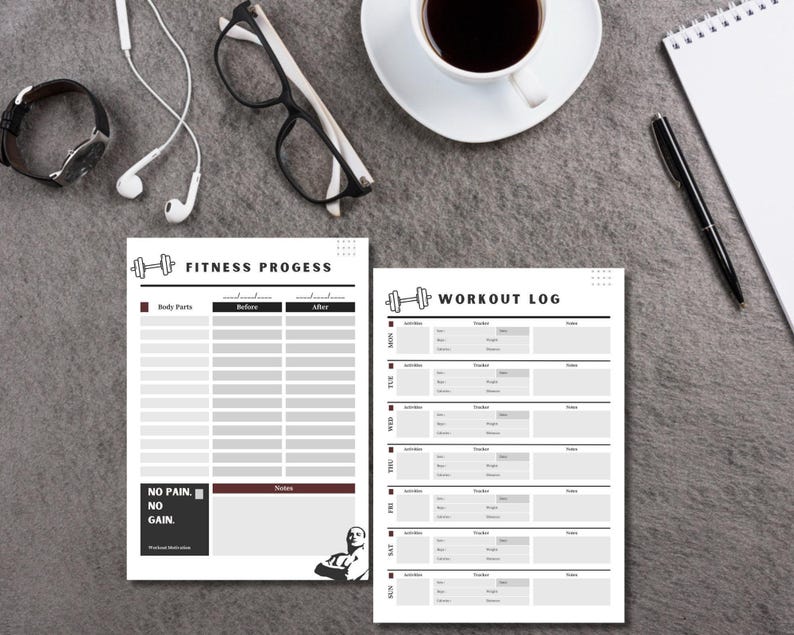 Fitness Planner – Printable -editable PDF | Workout Log, Nutrition ...