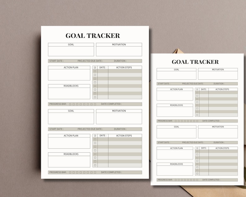 Goal Tracker – Printable & Editable PDF | Step-by-step Goal Setting ...