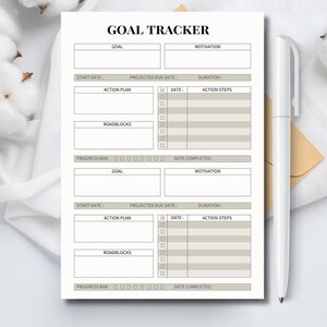 Goal Tracker – Printable & Editable PDF | Step-by-step Goal Setting ...
