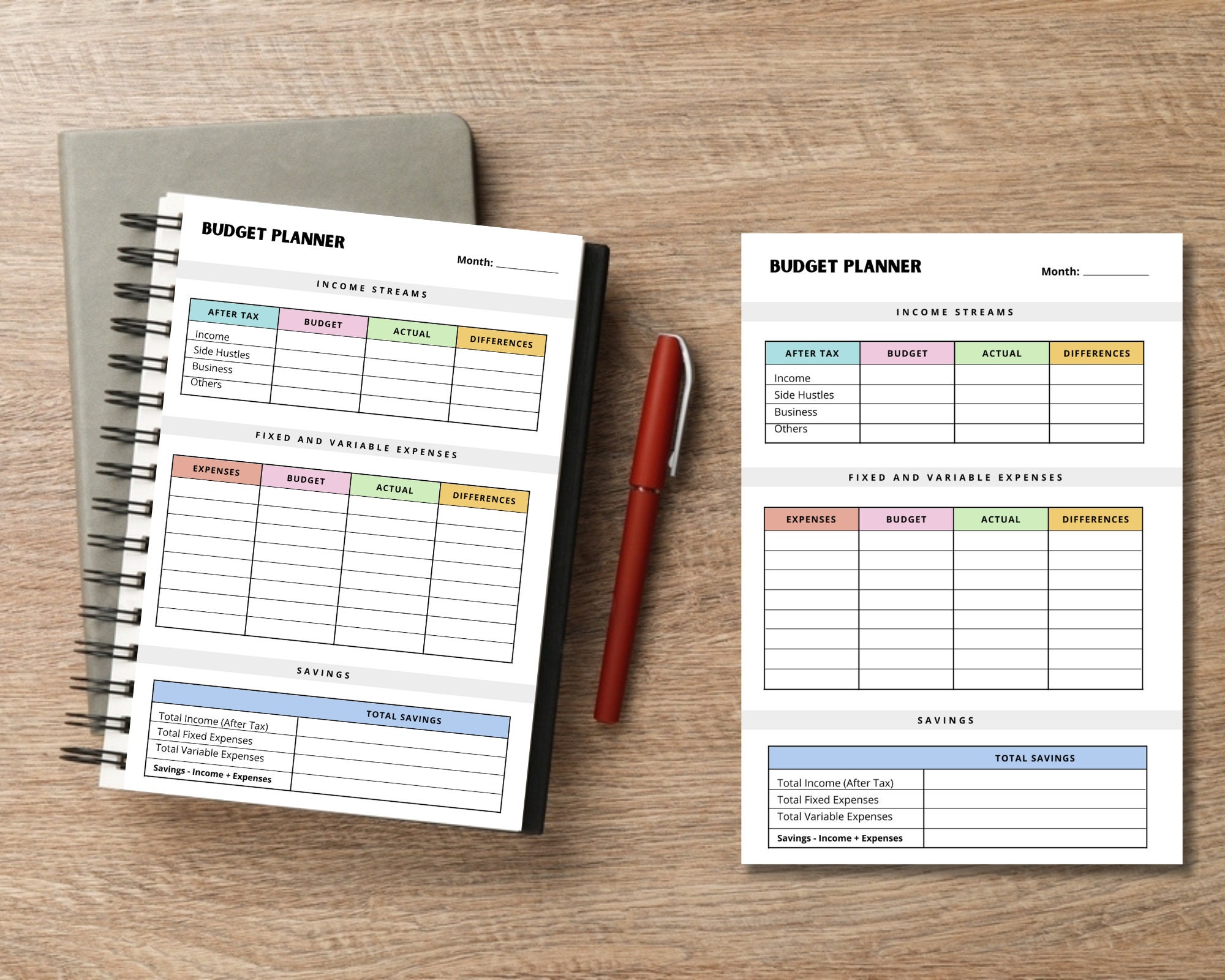 Budget Planner -financial Goals Guide – Printable Editable PDF ...