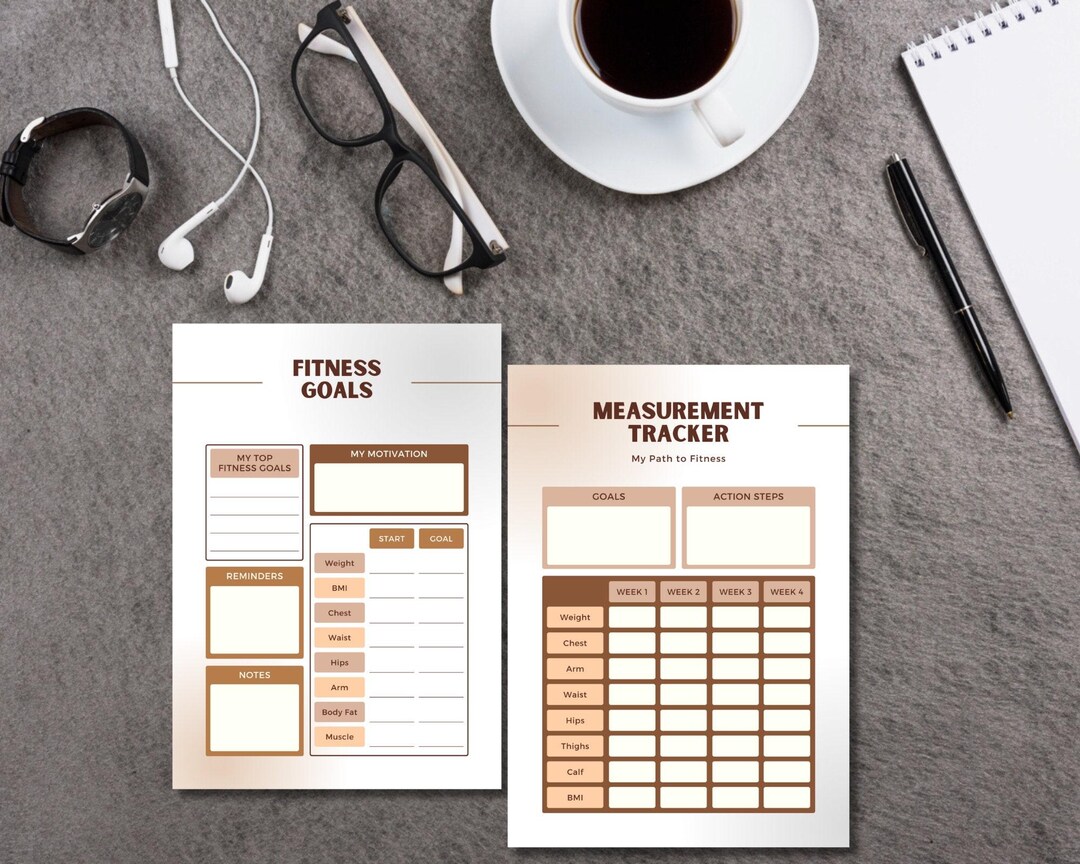 Fitness Goals Planner – Printable -editable PDF | Workout Tracker ...