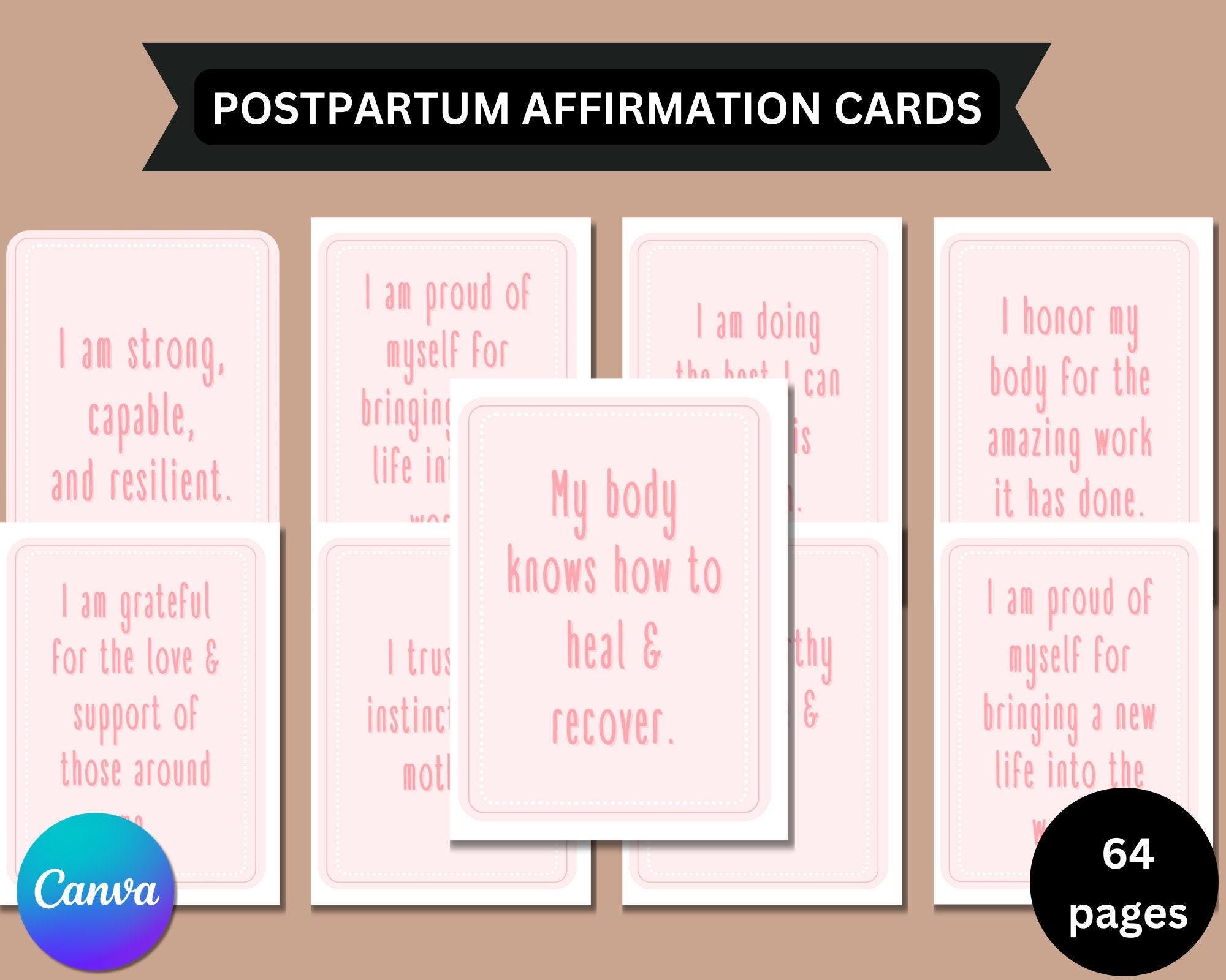Postpartum Affirmation Cards for New Moms – 64 Printable Editable ...
