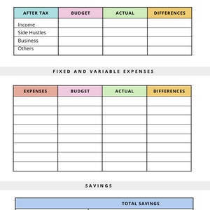 Budget Planner -financial Goals Guide – Printable Editable PDF ...