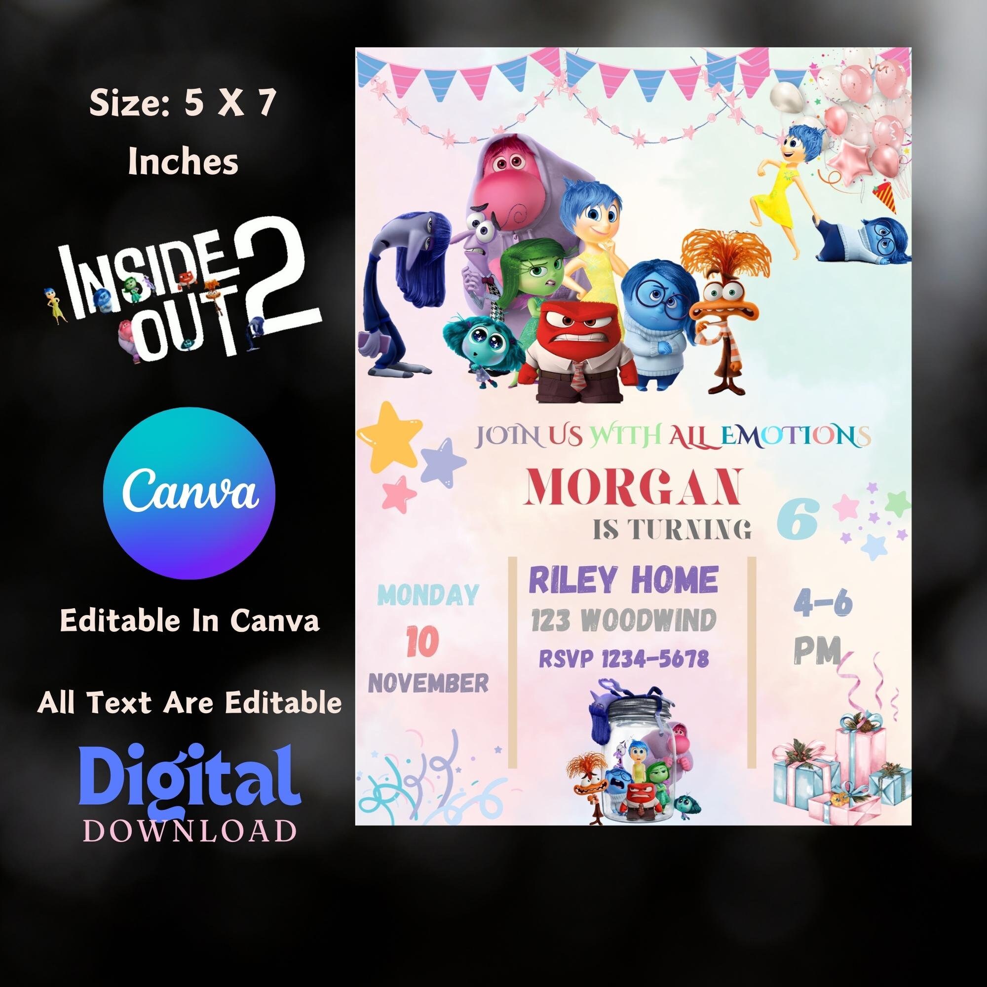 Editable Inside Out 2 Birthday Invitation Template, Printable Birthday ...