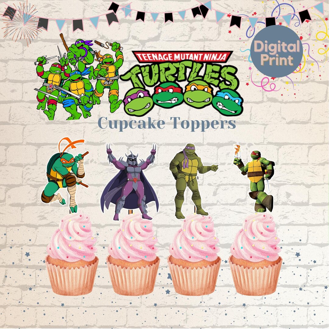 Ninja Turtle Cupcake Topper, Cake Toppers, Decoration, Instant Digital ...