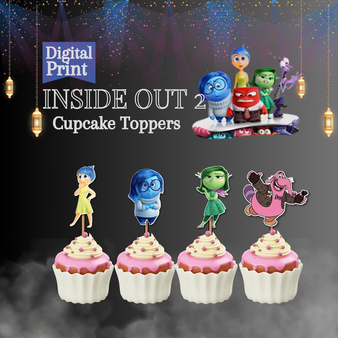 Inside Out 2 Cupcake Topper, Cake Toppers, Decoration, Instant Digital ...