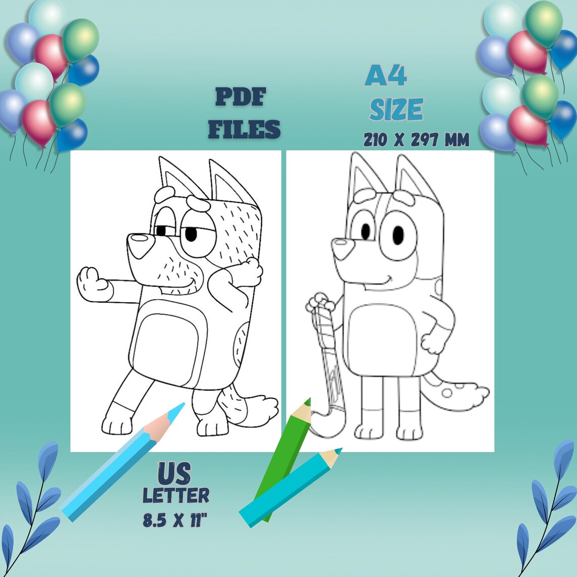 30 Bluey Dog Coloring Pages for Kids, Toddlers, Preschool Toddlers ...