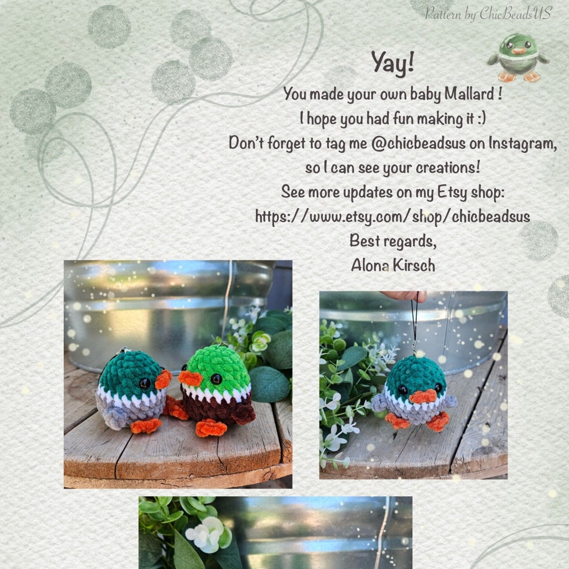 Baby Mallard Download Pdf Pattern, No Sew Mallard Digital Crochet ...