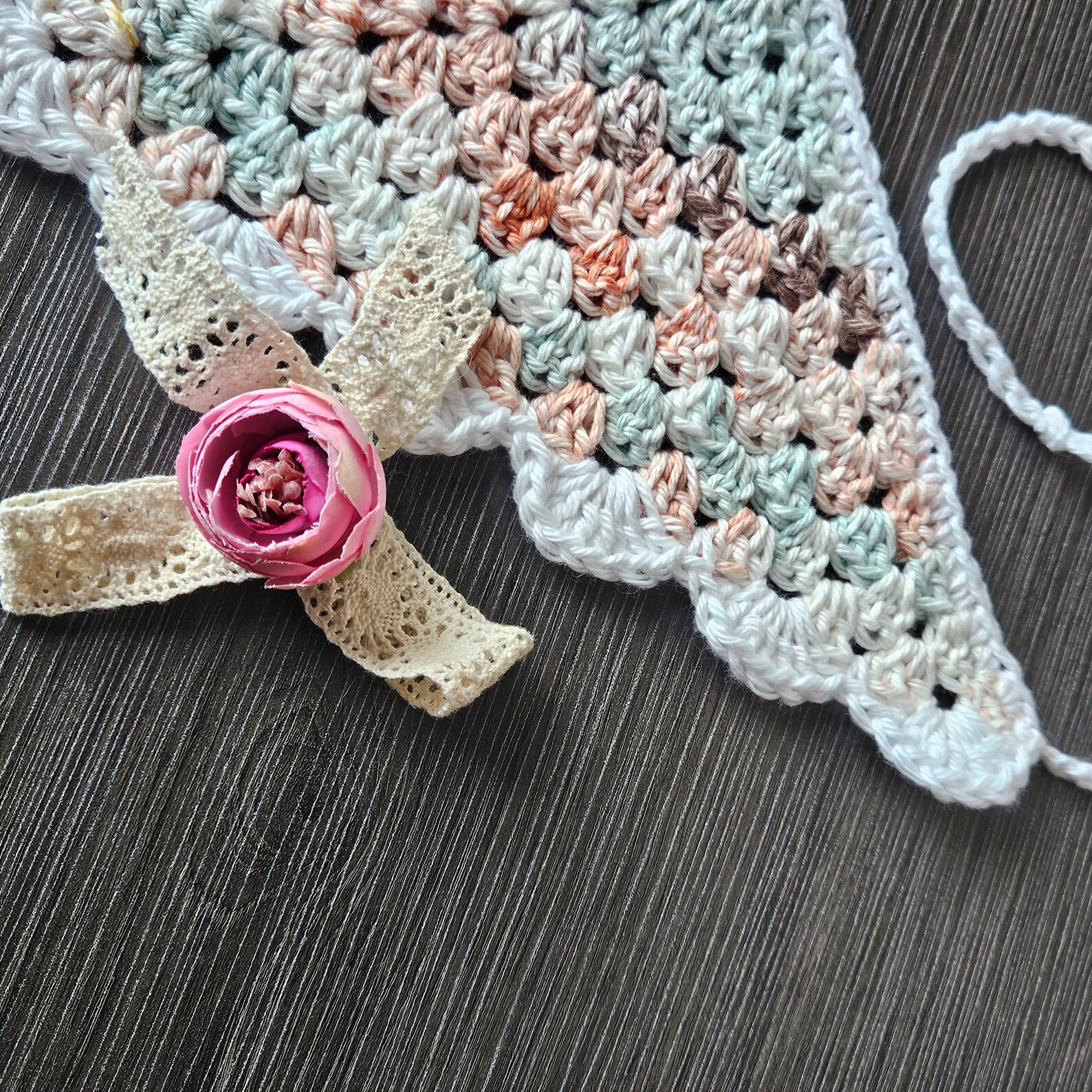 Crochet Bandana, Stylish Bandana, 80s Style Bandana, Cotton Bandana ...