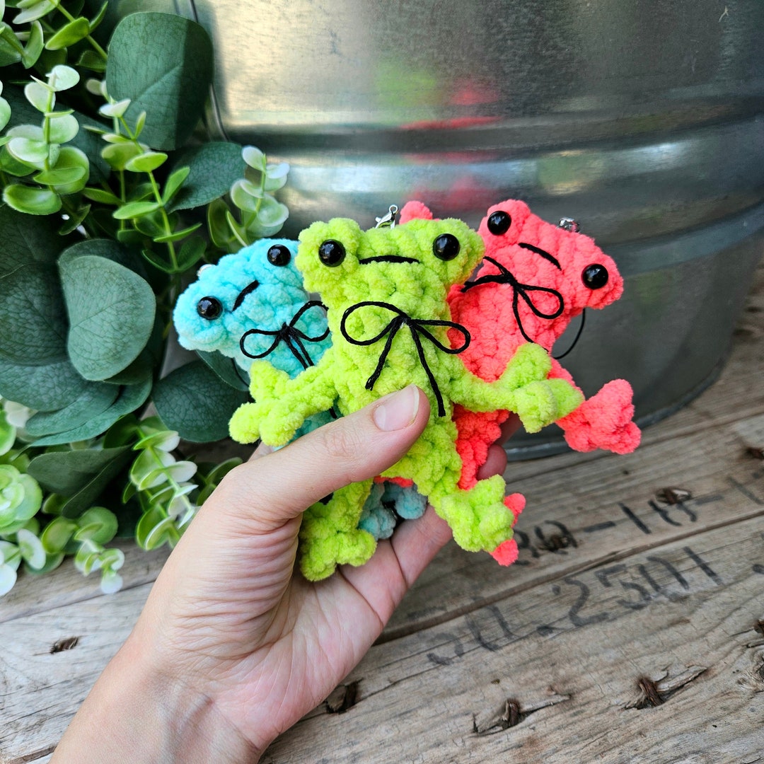 Leggy Frog Keychain, Mini Frog Keychain, Grumpy Frog Plushie, Rainbow ...