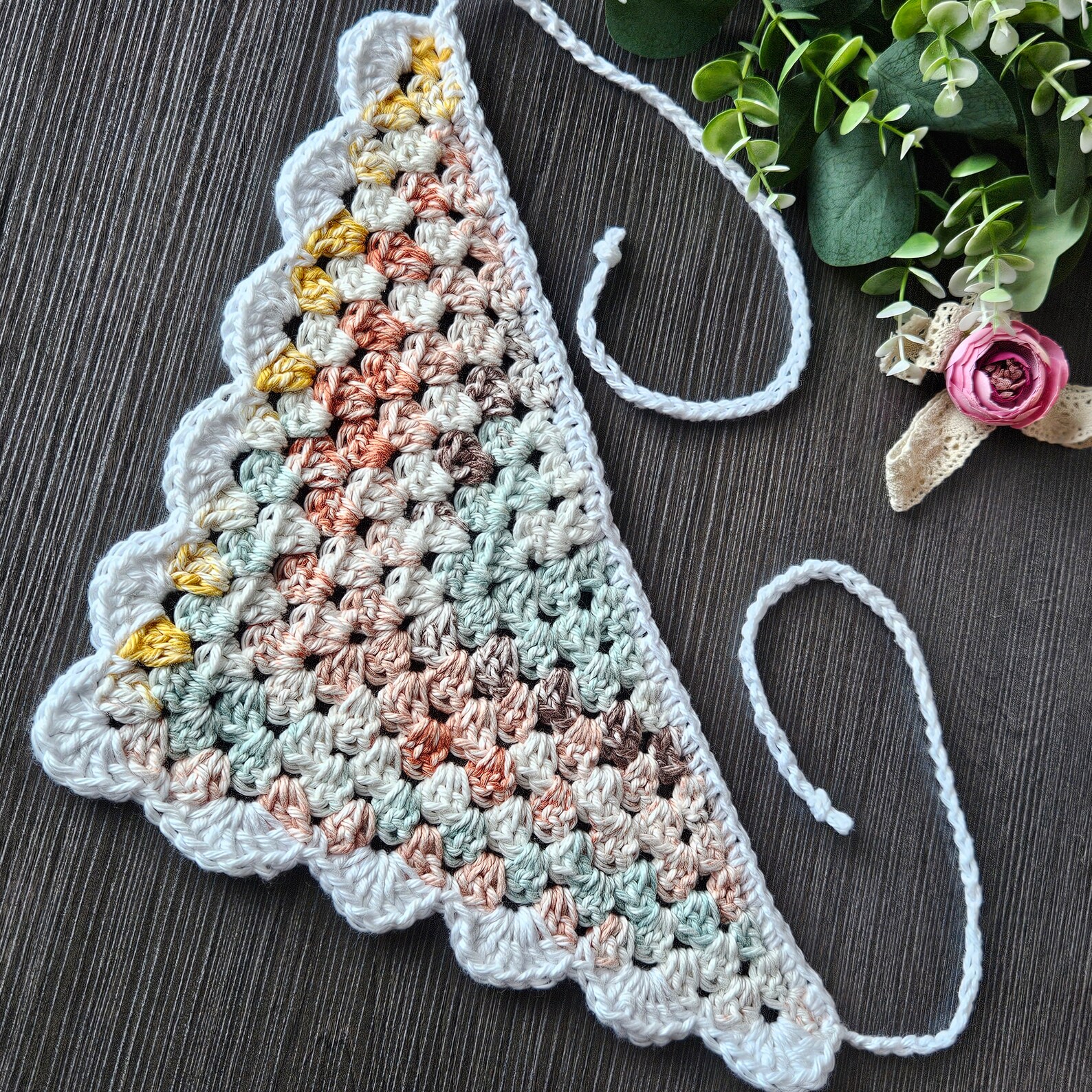 Crochet Bandana, Stylish Bandana, 80s Style Bandana, Cotton Bandana ...