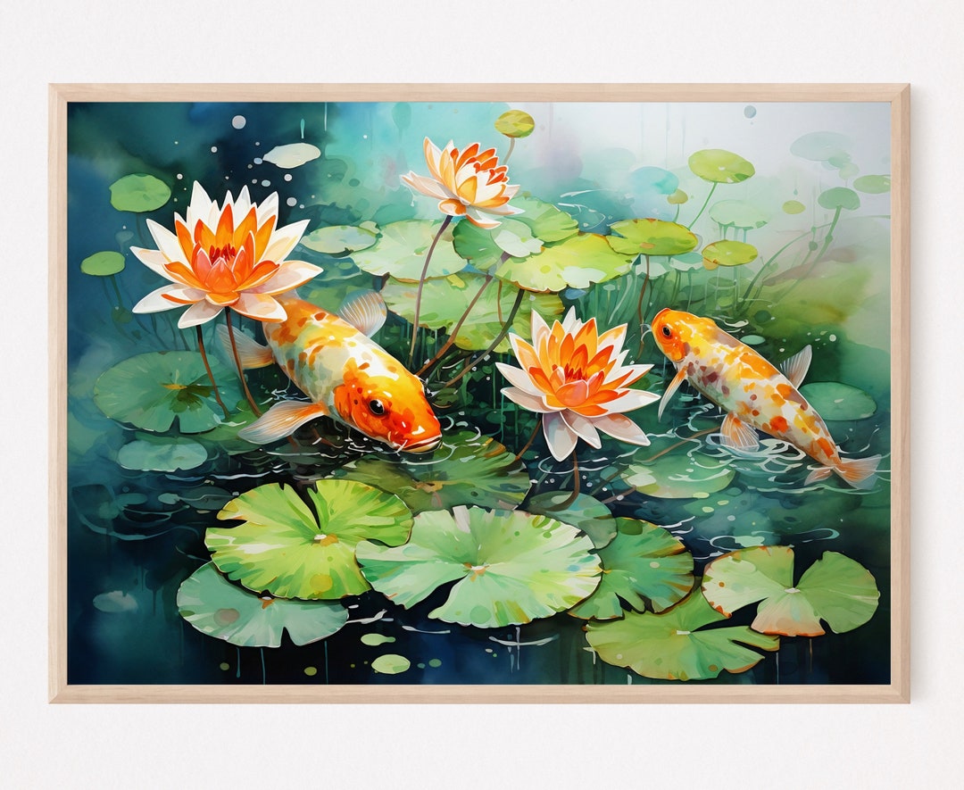 KOI Fish Print, Koi Fish Wall Art, Koi Fish, Koi Fish Watercolor ...