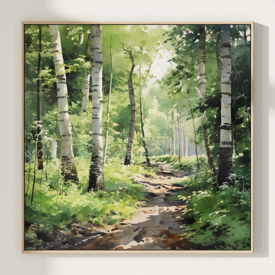 Birch Grove Watercolor Painting Art Print - Etsy