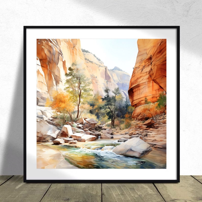 Zion National Park Watercolor Painting Art Print Zion Poster - Etsy