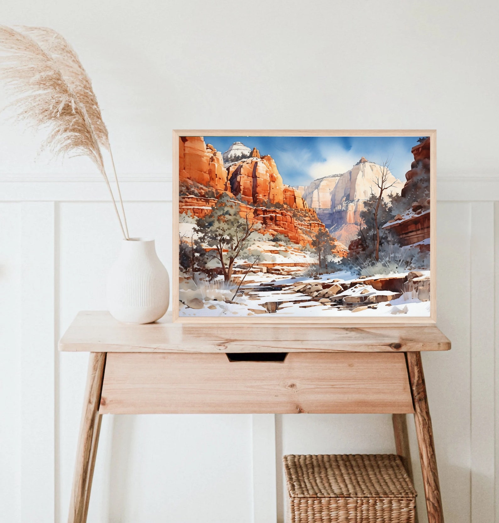 Zion National Park Watercolor Painting Art Print, Zion Poster, Zion ...