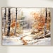 First Snow Watercolor Painting Art Print, Winter Forest Large Wall Art ...